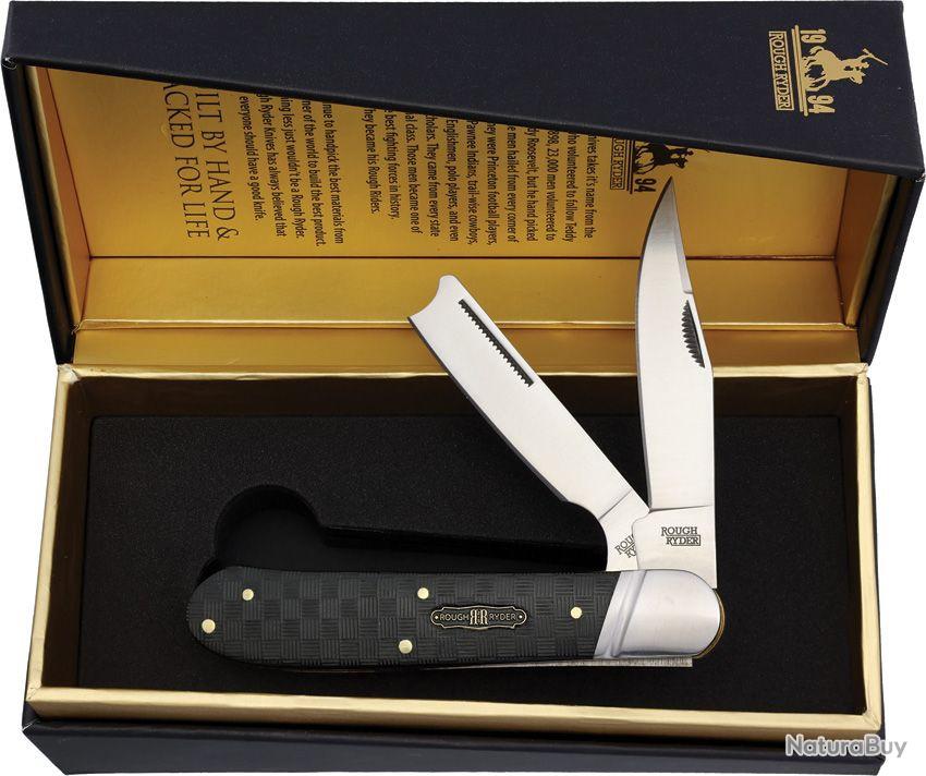 Couteau Rough Ryder Black Reserve One Arm Razor Lame Acier 440A Manche ...