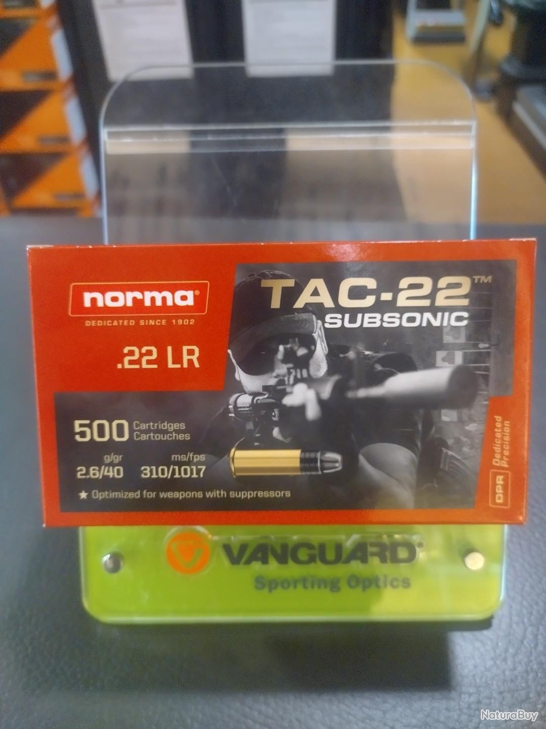 Boîtes de 500 munitions calibre 22lr norma tac-22 subsonic - Munitions ...
