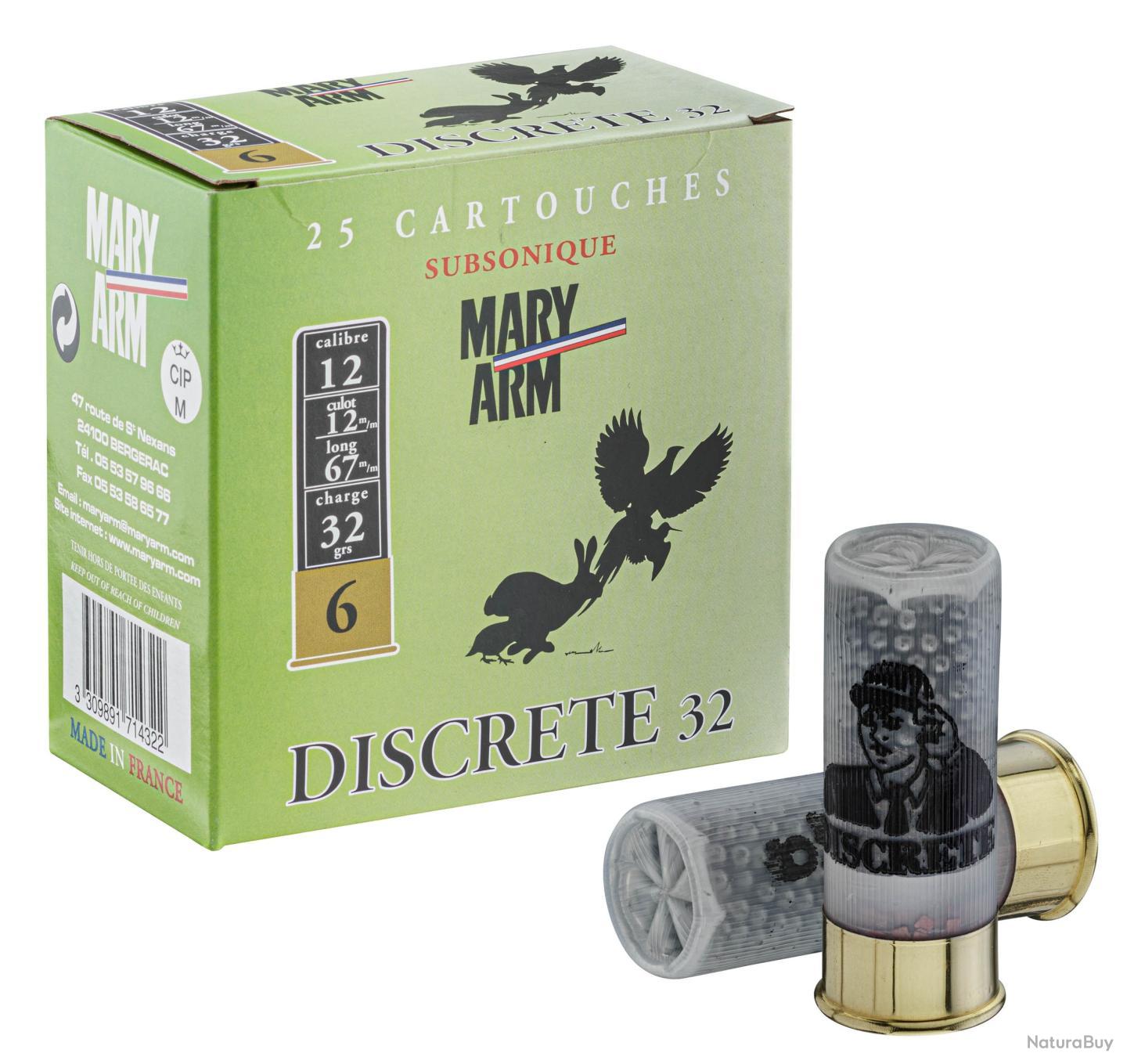 Cartouches Mary Arm subsoniques Cal. 12 67 bte de 25 - Cartouches calibre 12 bourre grasse et ...