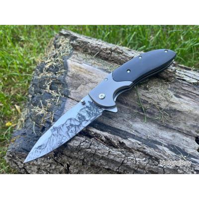 Couteau à Ouverture Assistée - 20 cm loups en montagne enchères ...