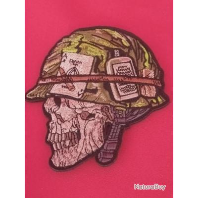 ÉCUSSON BRODÉ SKULL SYSTÈME SCRATCH 10/7 CM - Ecussons - Patch Airsoft ...