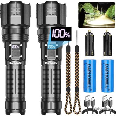 Kit 2 Lampes Torche LED Ultra Puissante 150000 Lumens Batterie 5000mAh ...