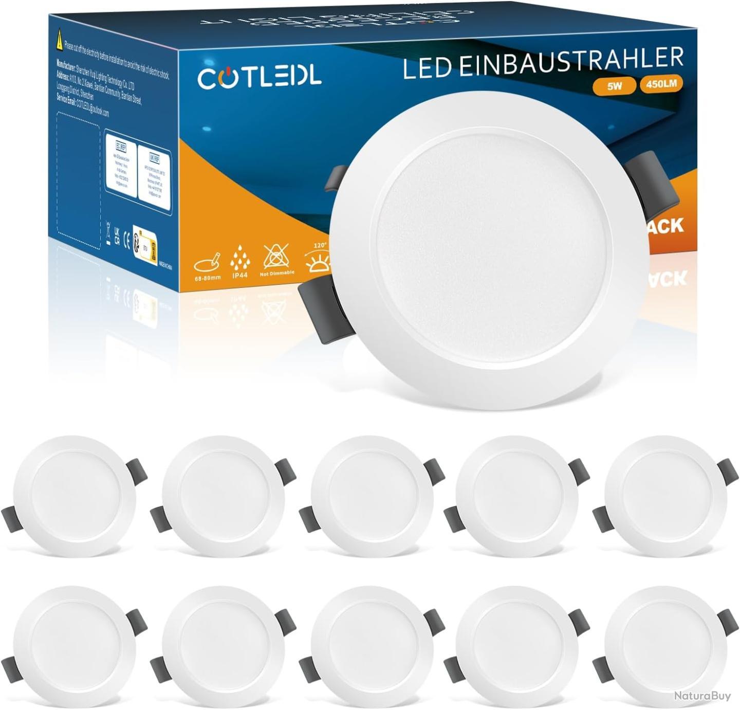 Lot de x10 Spots LED Encastrables, 5W Spots de Plafond Blanc Neutre ...