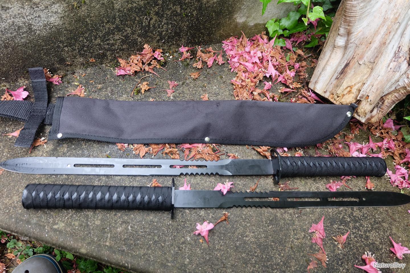 Lot de 2 Sabre Ninja Epée Lame Double Tranchant Lame Acier 3Cr13 Manche ...