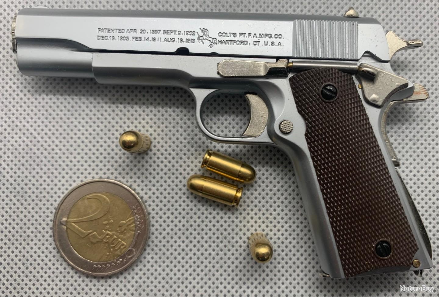 Pistolet COLT 1911 Silver avec 1 chargeur, 6 munitions - Version Boite ...