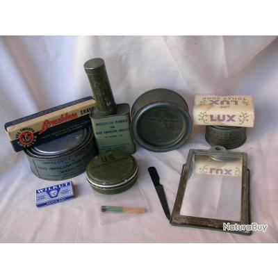 WW2 US LOT 12 ÉLÉMENTS D'HYGIÈNE/DIVERS DU SOLDAT MILITAIRE AMÉRICAIN ...