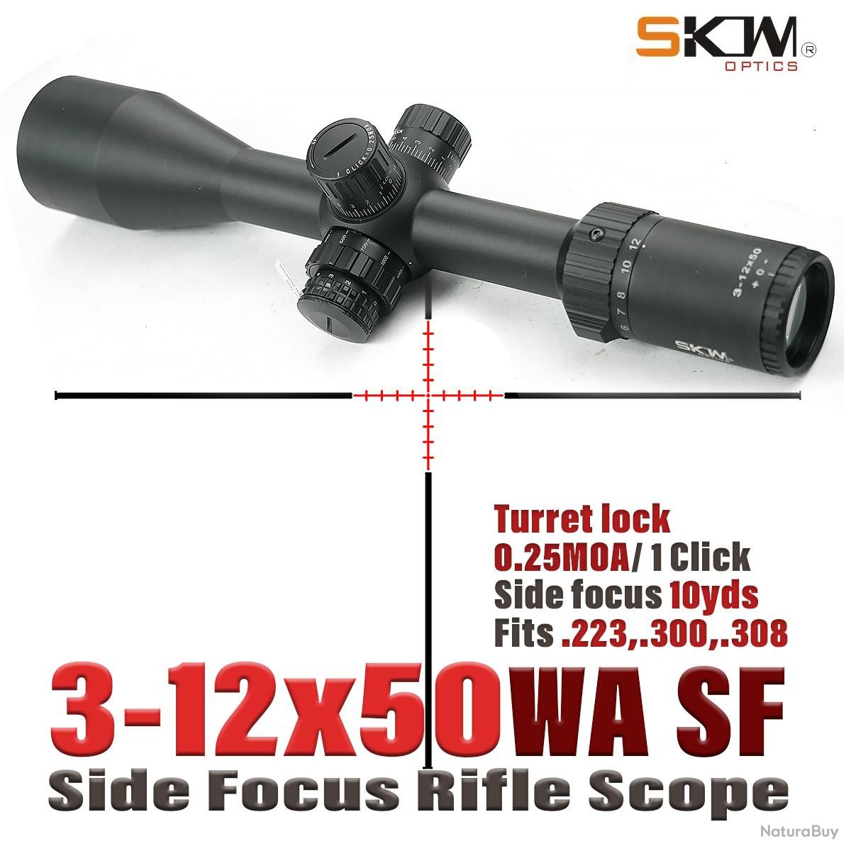 Lunette de visée SKWoptics Compact 3-12X50IR WA, SFP 30mm Paiement en 3 ...