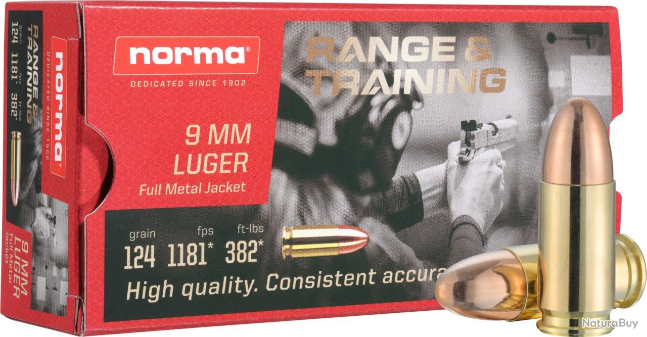 Munitions NORMA .380 ACP (9mm COURT) 6.15G 95GR RANGE&TRAINING FMJ x10 ...