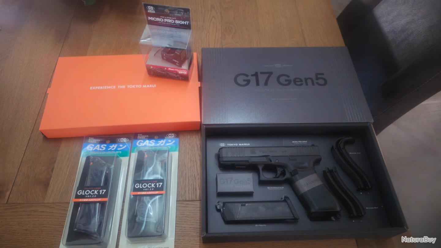 Pack Glock 17 Gen 5 Mos tokyo Marui+2 chargeurs+Micro-prosight marui ...