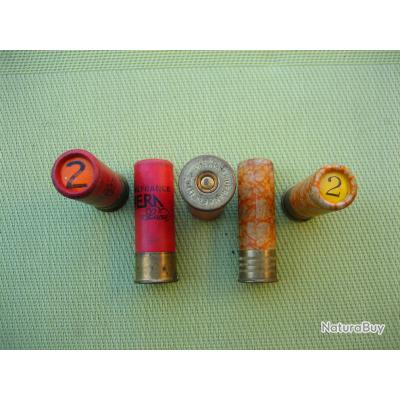 5 Cartouches carton cal 16 Manufrance plomb No 2 état moyen ...