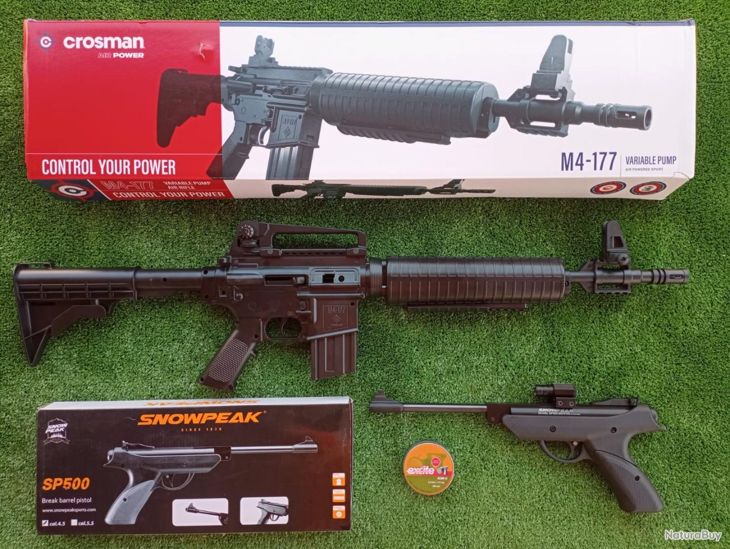 PACK-17 Carabine PCP à pompe M4-177 Bbs et Plomb Cal. 4,5 mm + Pistolet ...