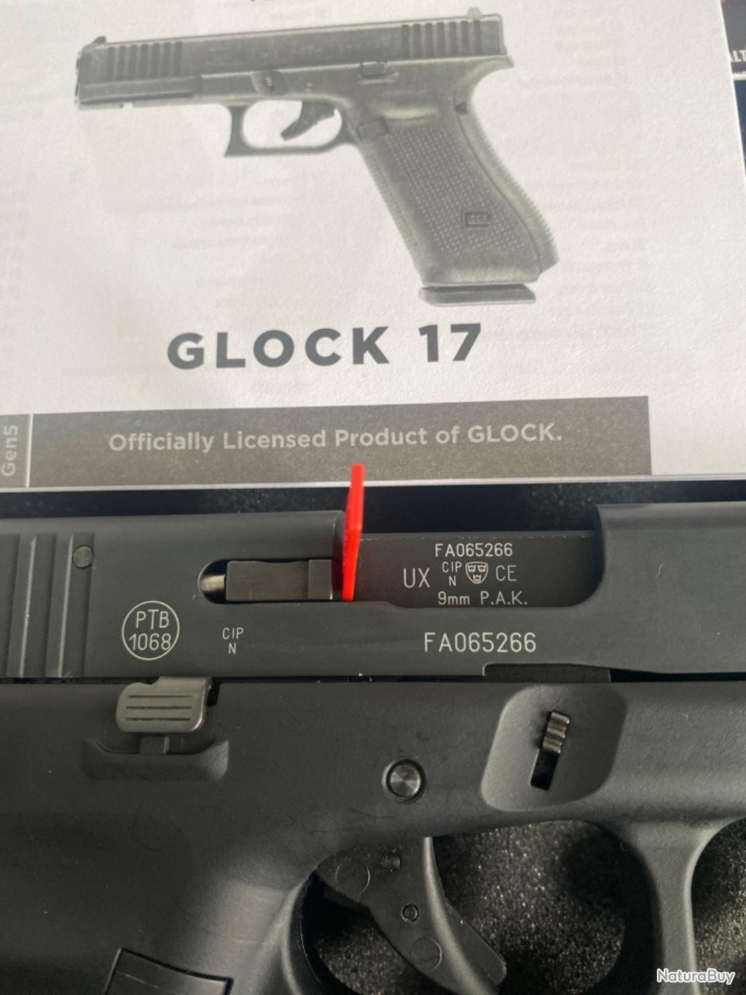 Glock 17 (avec 170 balles) Gen 5 à blanc Umarex - 9mm PAK (150 balles ...