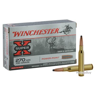 Winchester Cal. 270Win 130gr Power point bte de 20 - Balles Calibre 270 ...