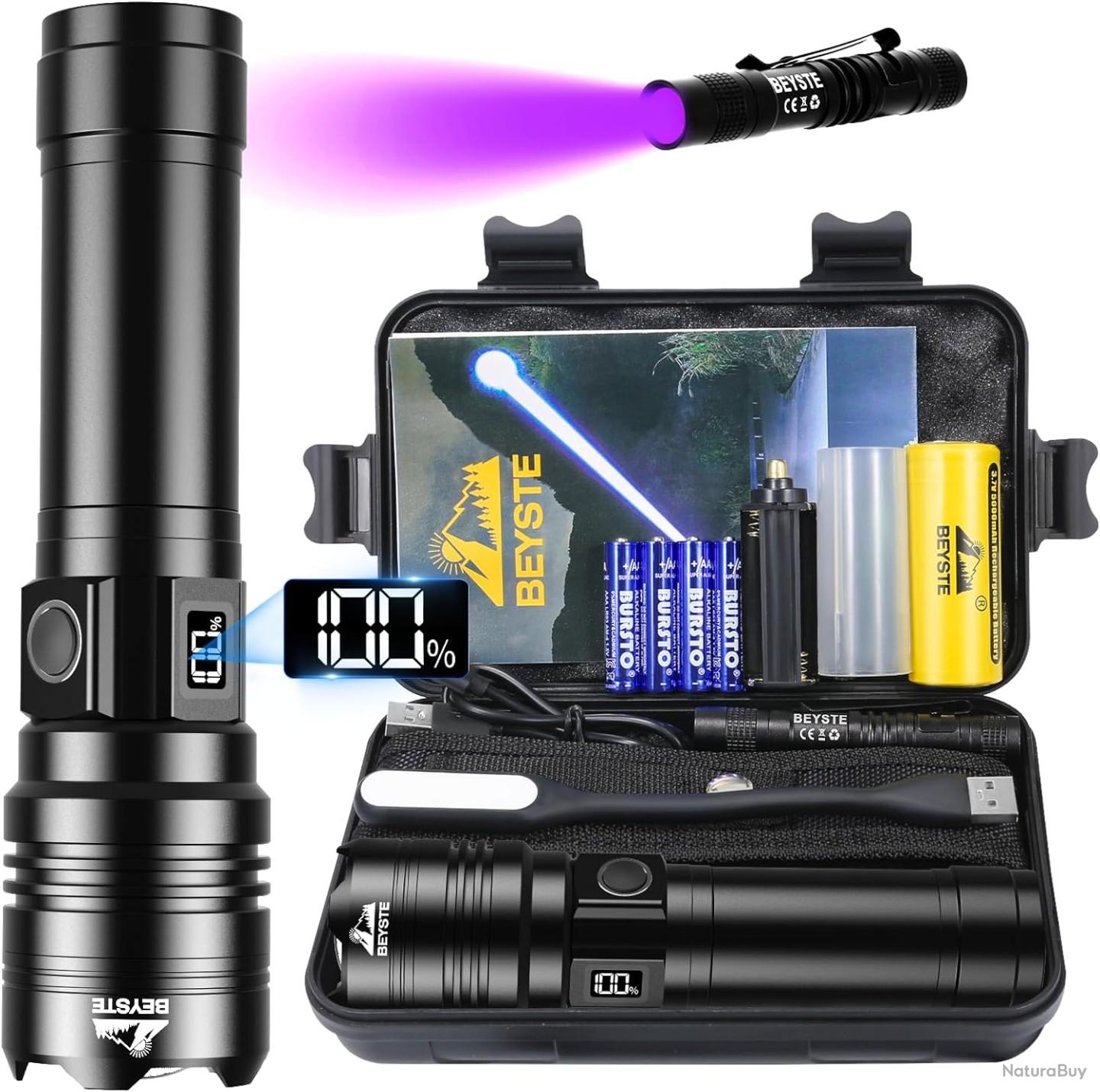 Lampe Torche LED Ultra Puissante 500000 Lumen Étanche IPX6 Lampe UV USB ...