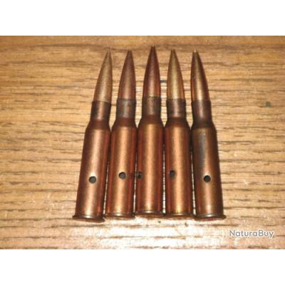 Lot de cinq cartouches de 7,62 x 54R (Mosin-Nagant) démilitarisées ...