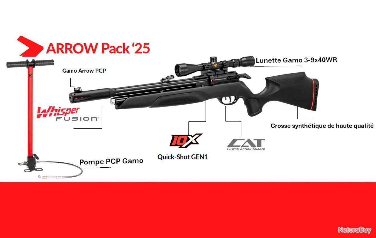 Vente Flash ! Carabine PCP Gamo Arrow Cal. 5,5 mm - 19.9J + Lunette 3-9x40 WR + Pompe PCP Gamo ...