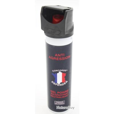 Bombe anti agression - Gel poivre Concorde 75 ml - Bombe lacrymogène à ...