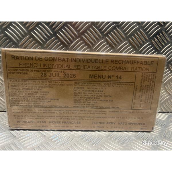 Ration de combat individuelle Rechauffable 24h armee française n14 RCIR ...