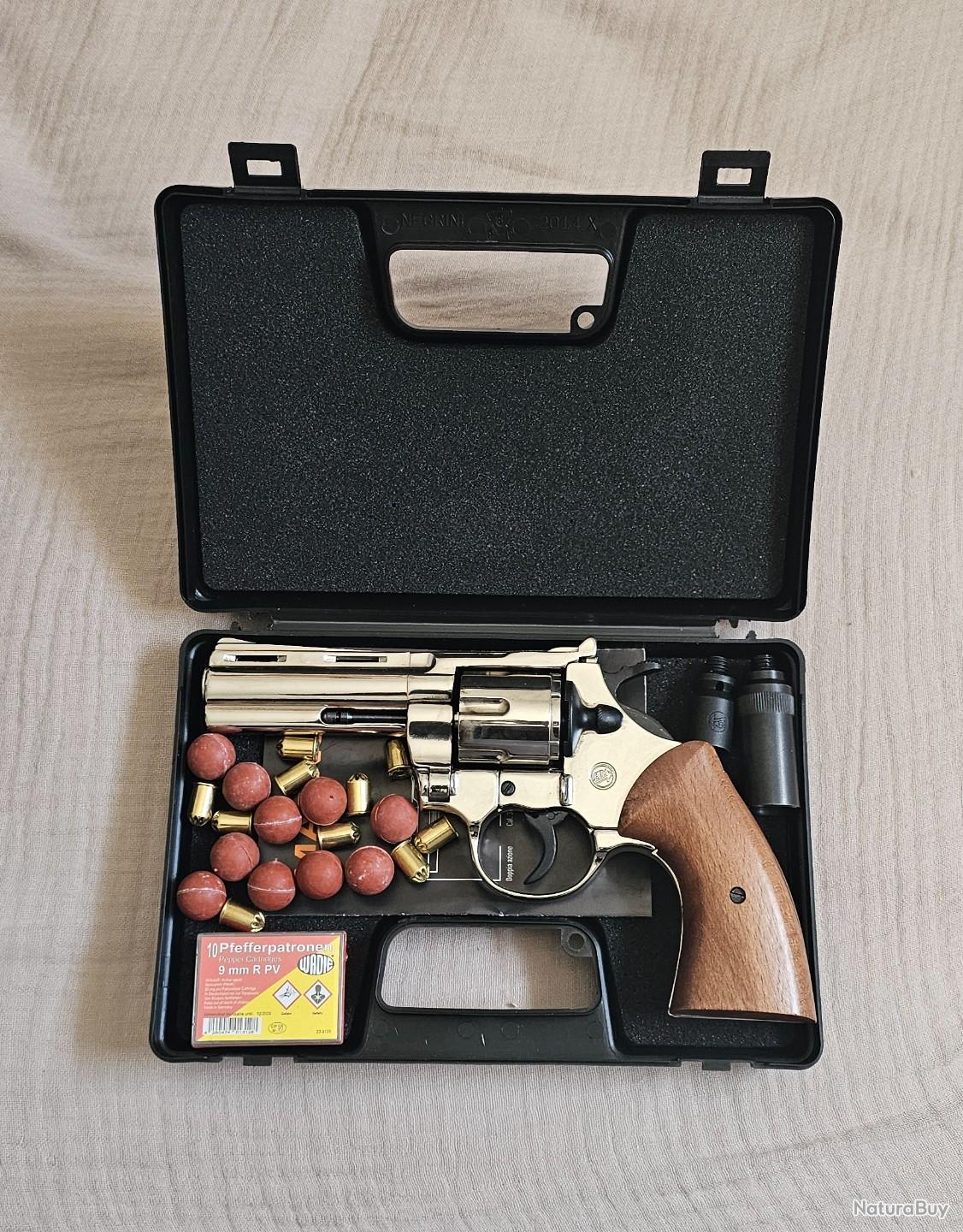 Revolver de défense Python Chromé crosse bois cal. 9 mm + munitions - Revolvers d'alarme (13745267)