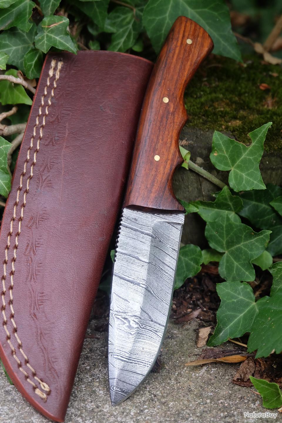 Couteau Skinner Damas Lame Drop Point Acier 256 Couches Manche Chêne ...