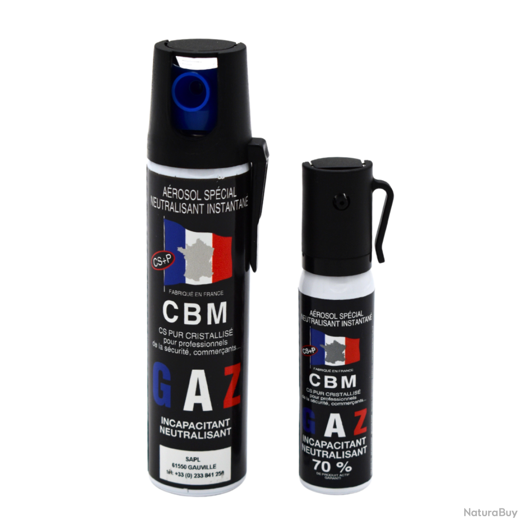 Aérosol Anti-Agression SAPL Gaz-CS - 50 ml - Bombe lacrymogène à gaz ...