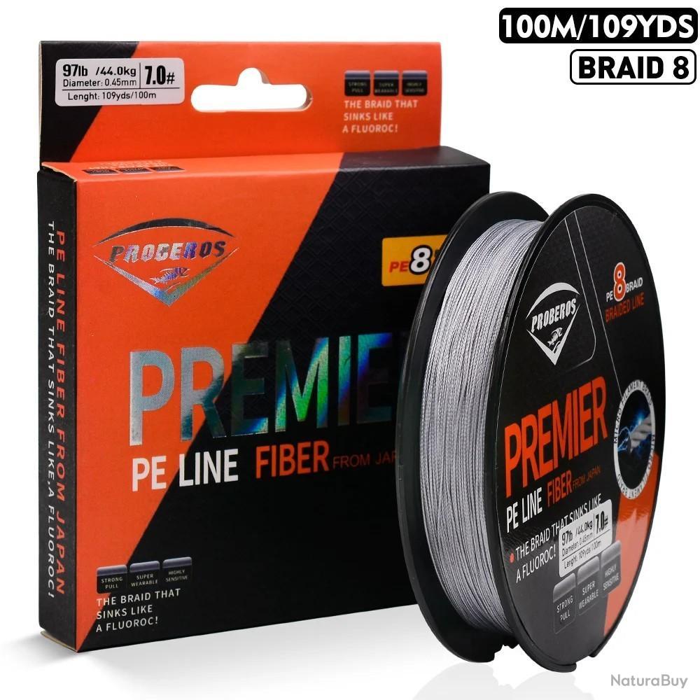 Tresses 8 brins tressé ligne de pêche 100M ligne PE fil Multifilament ...
