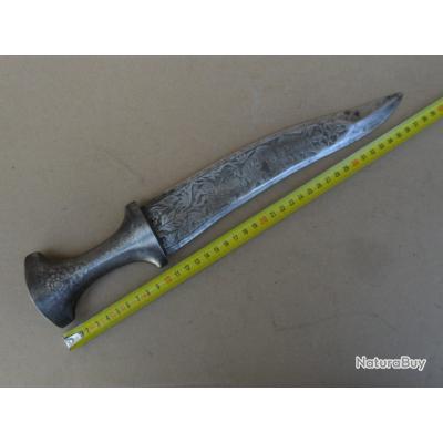 Ancien couteau poignard sabre islamique ethnique ? jambiya gravé déesse ...