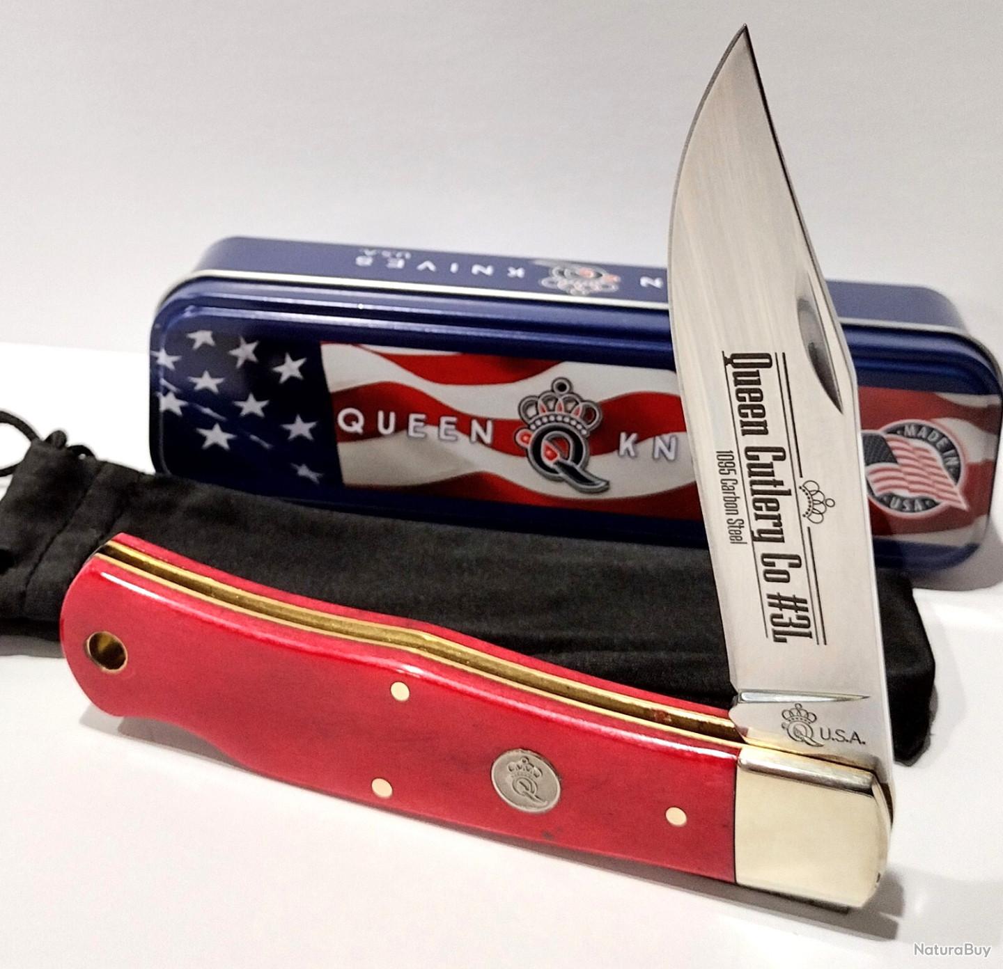 Couteau Queen Cutlery Red Bone Lame Acier Carbone 1095 Manche Os ...