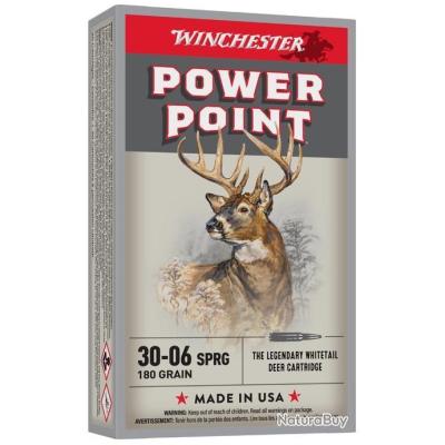 YAHOO Pack 60 munitions WINCHESTER cal.30-06 Sprg Power Point 180 grains - 11.7 grammes /20 X 3 ...