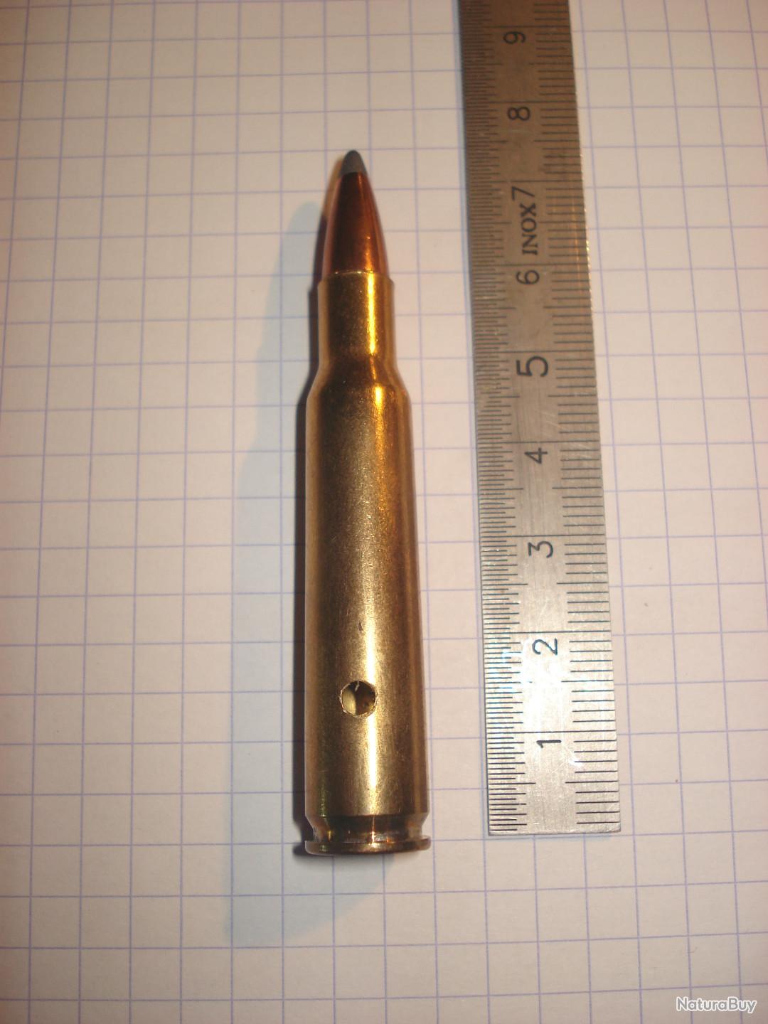 Une cartouche de 7mm mauser neutralisée ogive demi blindée étui percé ...