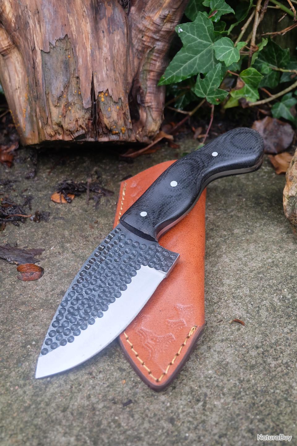 Couteau de Chasse Découpe Survie Lame Acier Carbone 1055 Manche Micarta ...