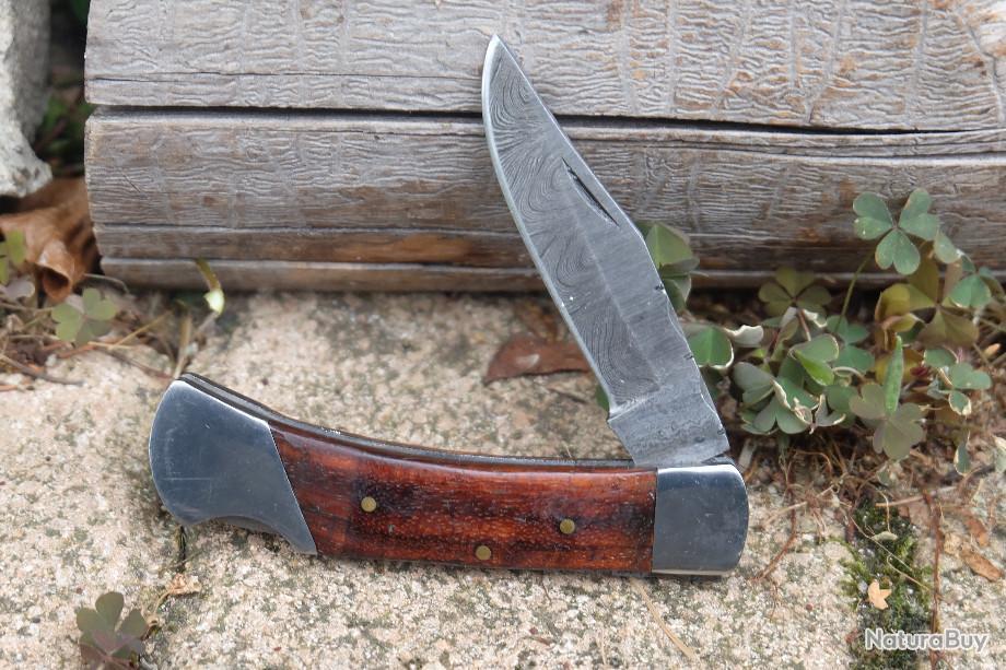 Couteau Lame Damas 128 Couches Manche Bois Chene Façon Buck 112 Fabric ...