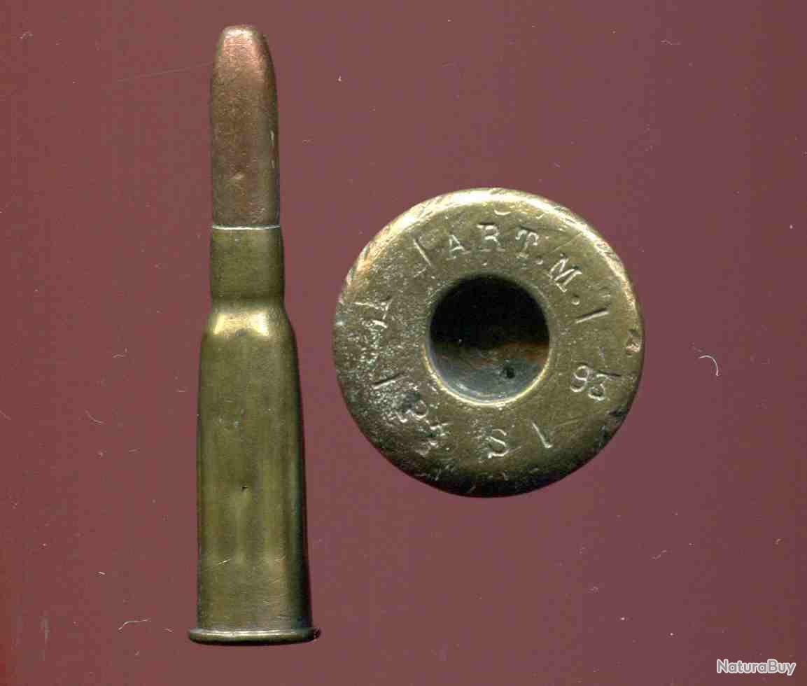 8 mm Lebel Inerte Mle 1892 - RARE 1er modèle sans trou - étui ART.M ...