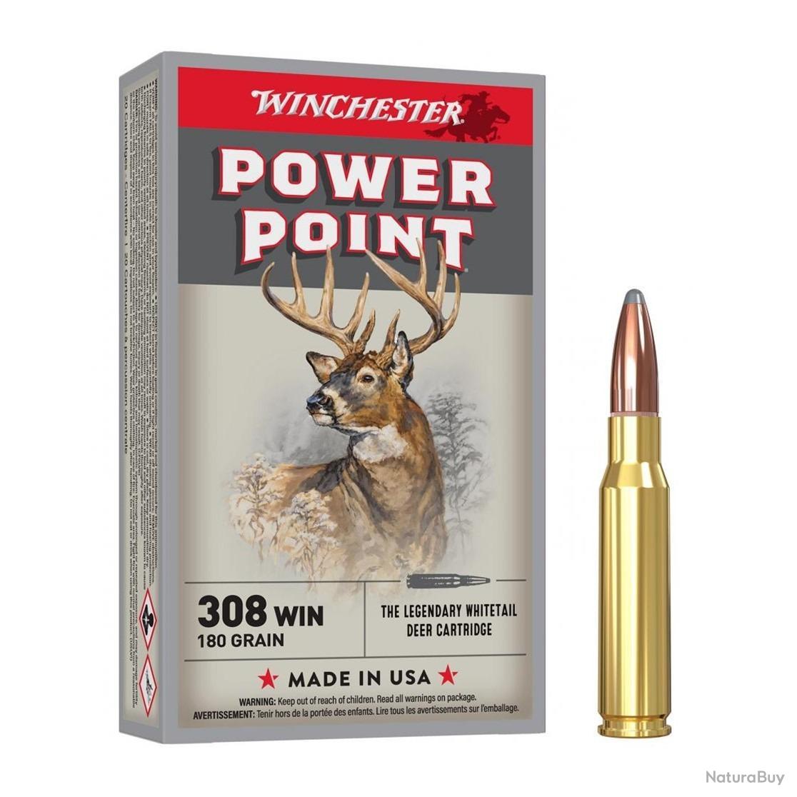 WINCHESTER 308 win power point 180gr x20 - Balles Calibre 308 Winchester (13895639)