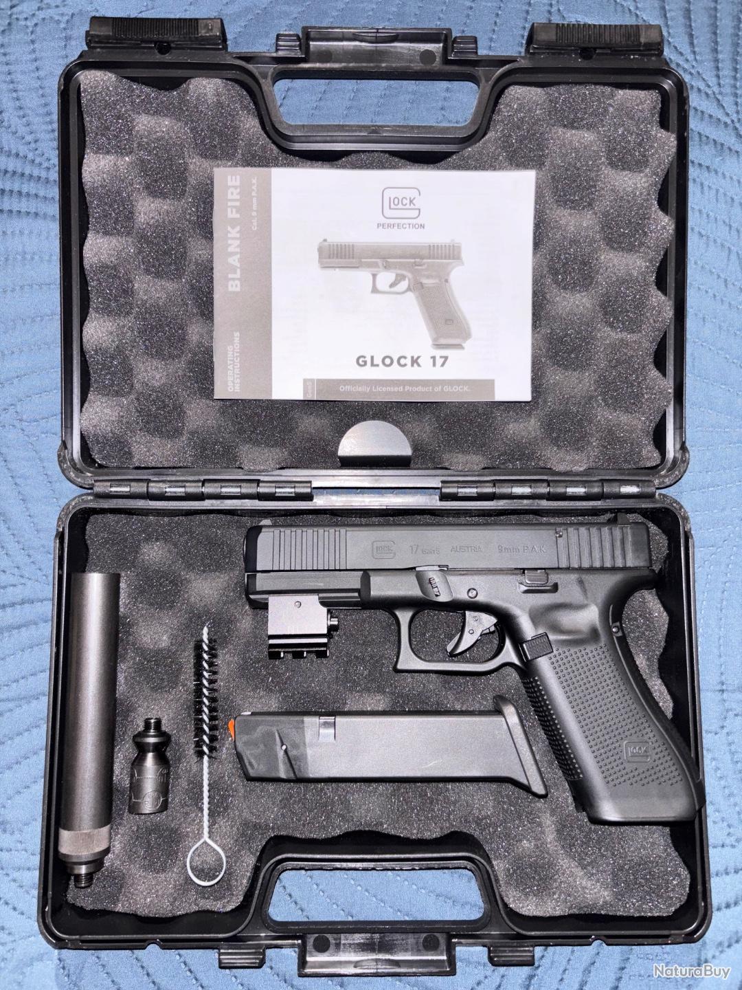Glock 17 Gen5 avec laser calibre 9mm PAK + Embout long pour PAK calibre ...