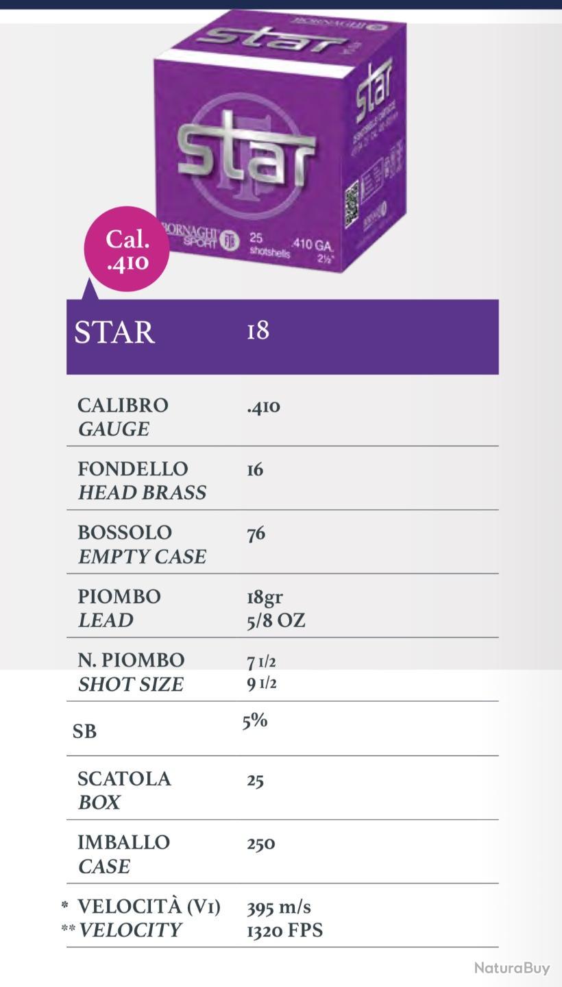 Cart de Bornaghi cal 410/76 Magnum T3 Star culot 16 mm 18 g pls 7.5 et aussi 9.5 - Cartouches ...
