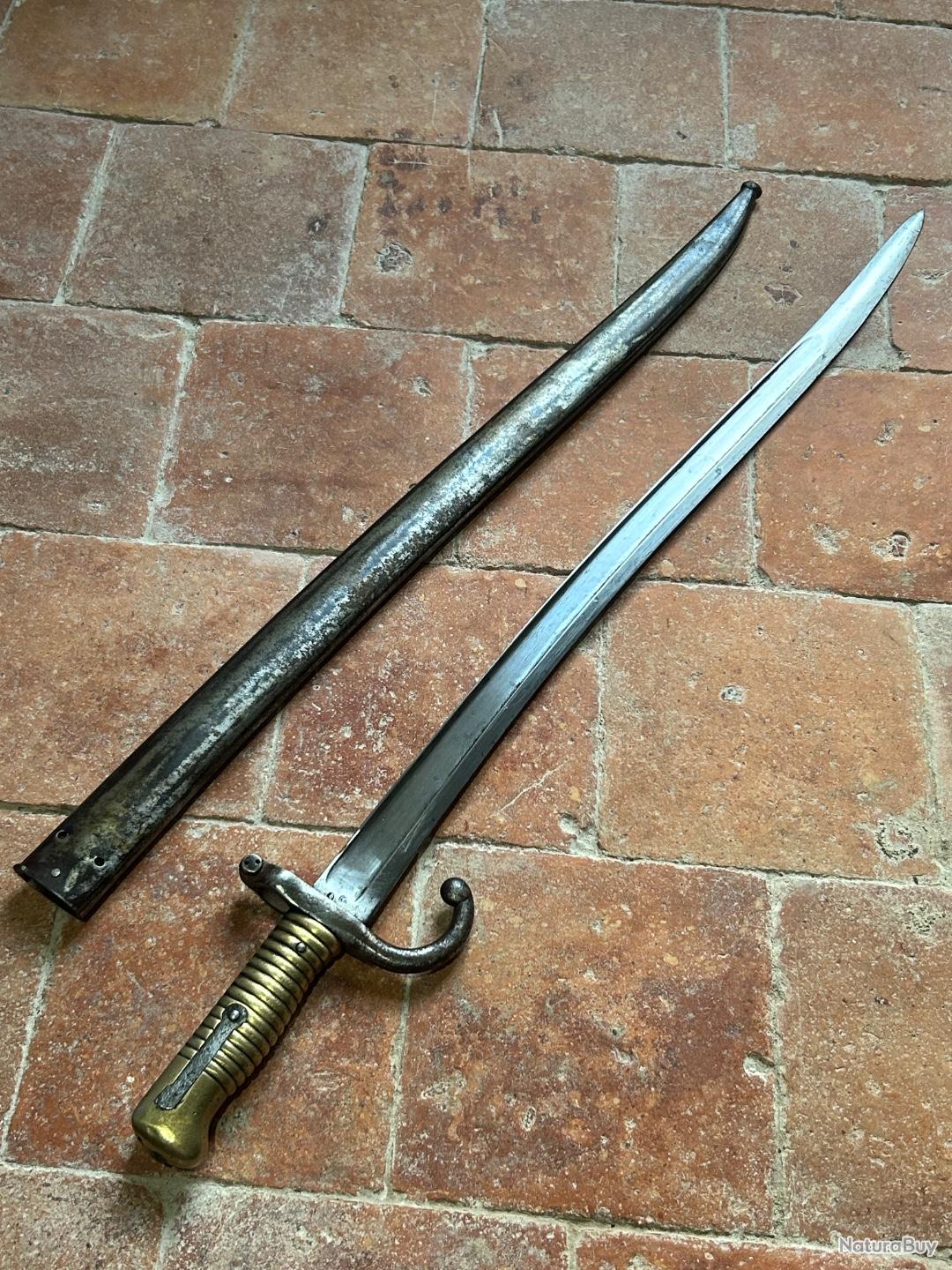 Baïonnette française Chassepot 1866 monomatricule - Napoléon III Second ...