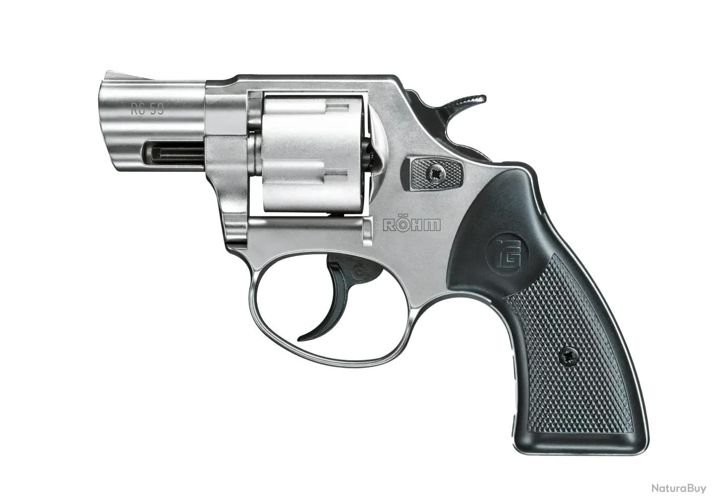 Revolver blanc Rohm RG59 chrom - Cal. 9 mm RK - Revolvers d'alarme ...