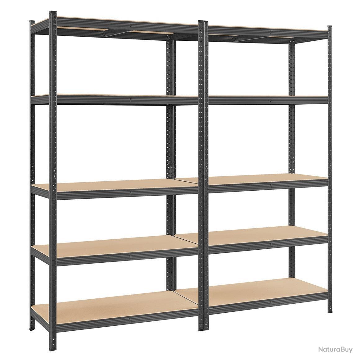 Étagère charge lourde métallique 200 x 100 x 50 cm 5 niveaux charge totale 875 kg (175 kg/niveau ...