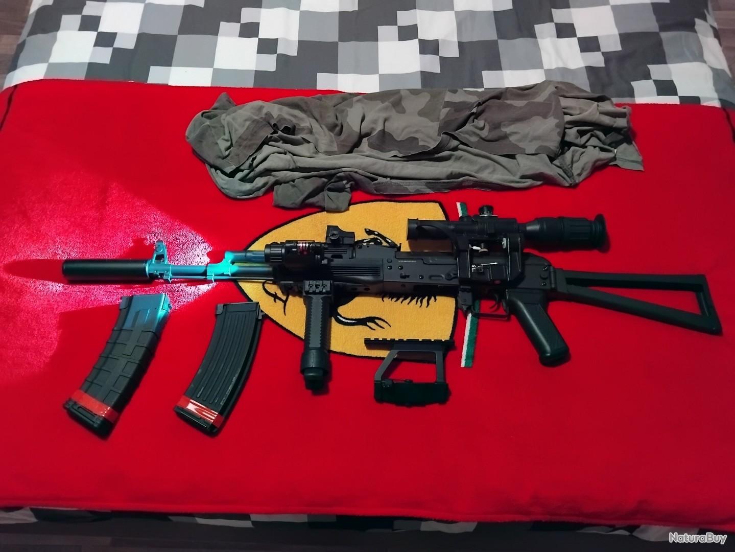 Airsoft AKS-74 version tactique + équipements (lunette SVD + Red Dot ...