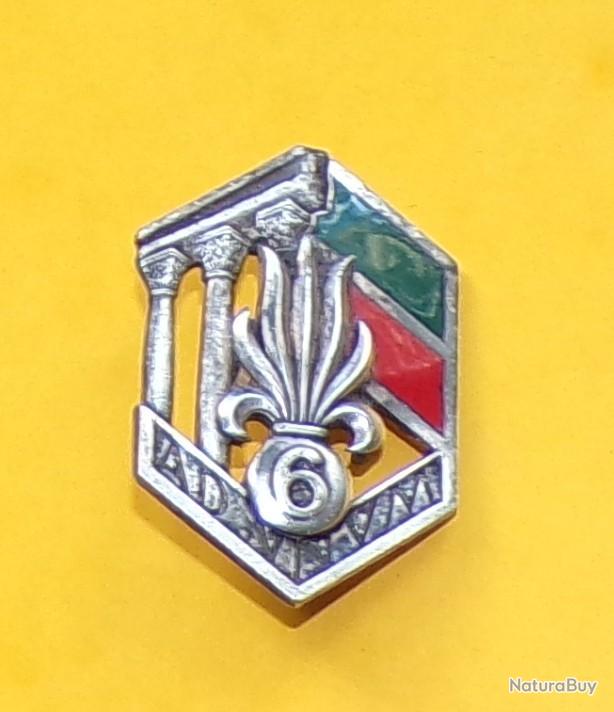 6° Régiment Etranger d'Infanterie, argenté, dos grenu plat , hexagone à ...