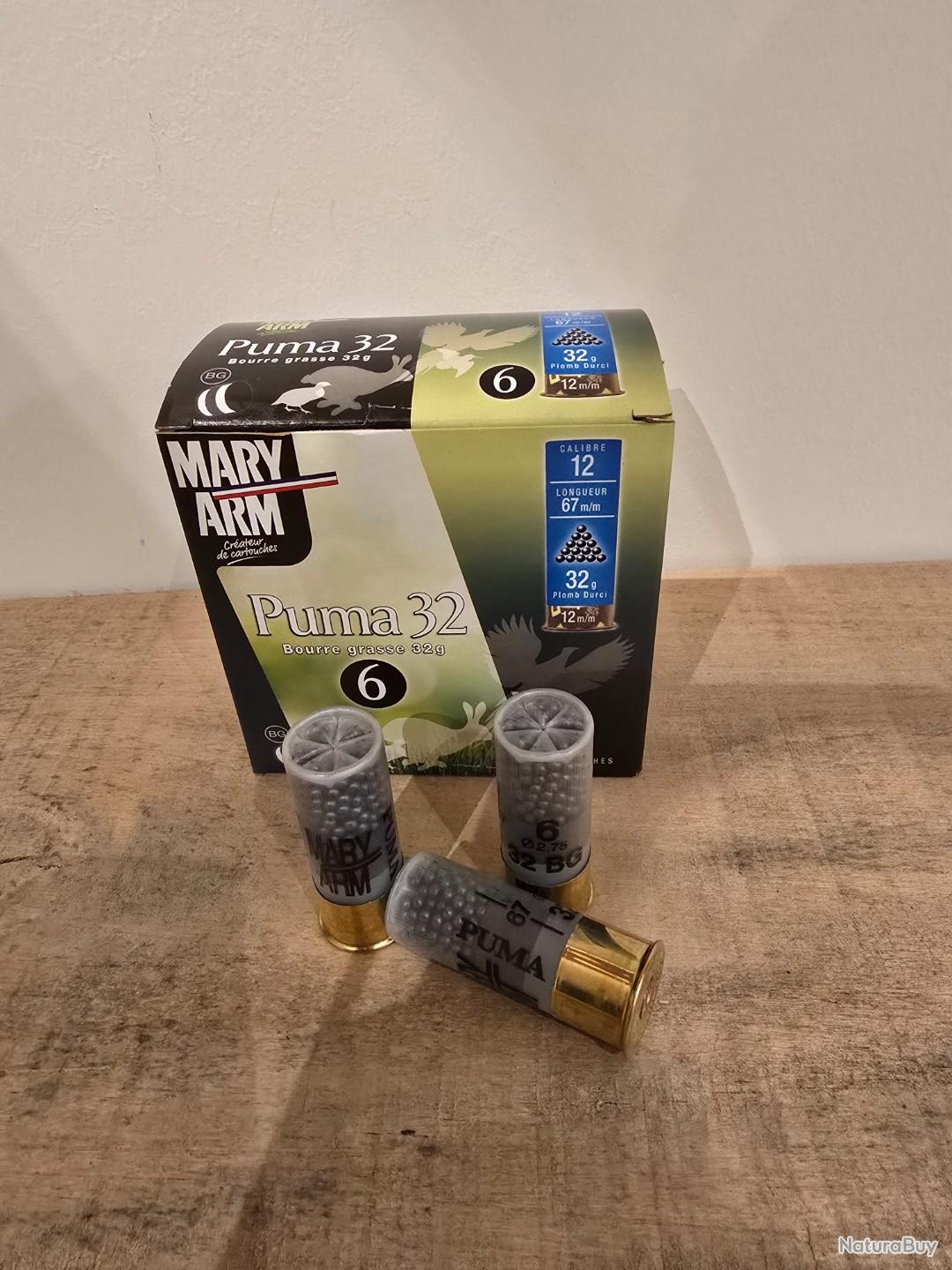 Carton de 10 boites de Cartouche Mary Arm Puma 32 calibre 12/67 bourre ...