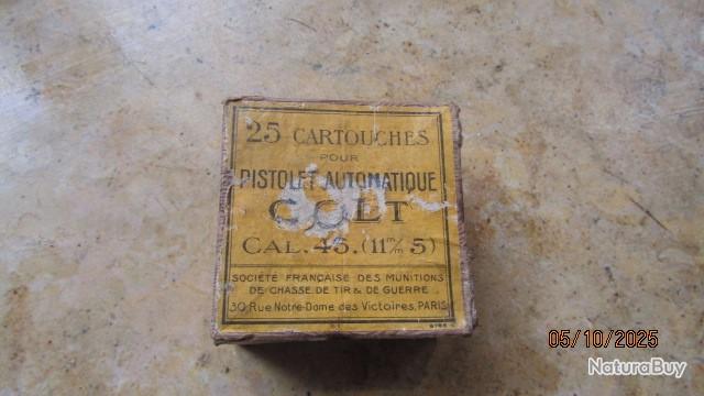 Boite munition vide colt 45 11.43 SFM Société Française Munitions ...