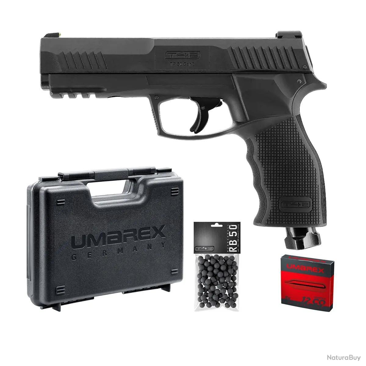 Pack pistolet de défense T4E TP50 Gen2 - Cal. 50 - 7,5 J + Billes + 5 ...