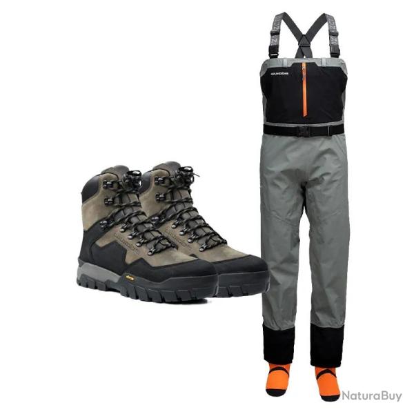 Pack waders GRUNDEN'S Bedrock + chaussures Bankside XL King (12-13 ...