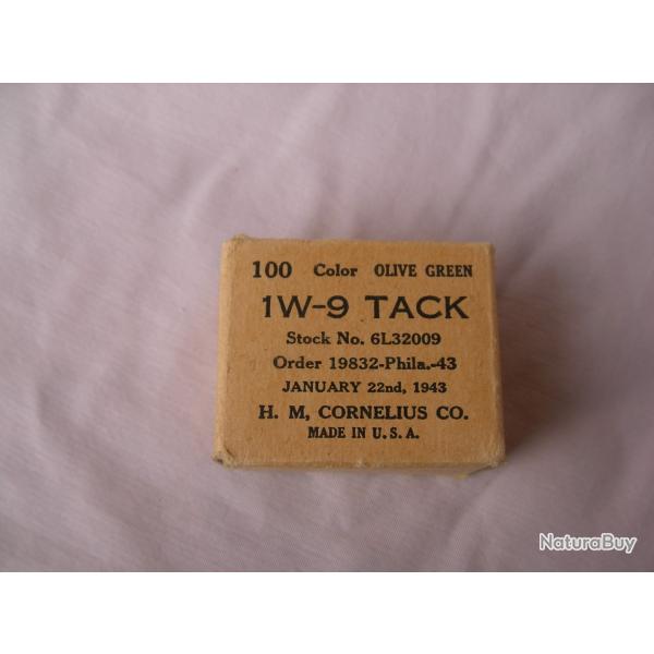 WW2 US BOÏTE DE PUNAISES KAKI MILITAIRES AMÉRICAINES 1W-9 TACK DATÉE 22 JANVIER 1943 (39-45 ...