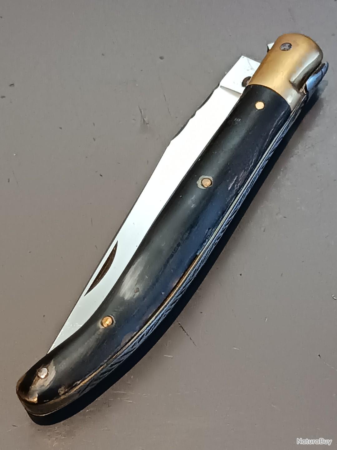 ANCIEN COUTEAU LAGUIOLE, manche corne, guilloché. - Couteaux Laguiole ...