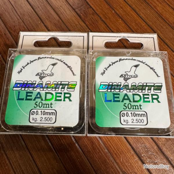 LOT DE DEUX FIL PÊCHE Artico DINAMITE LEADER - 50mtr - 0,10 mm- 2,5 kg ...