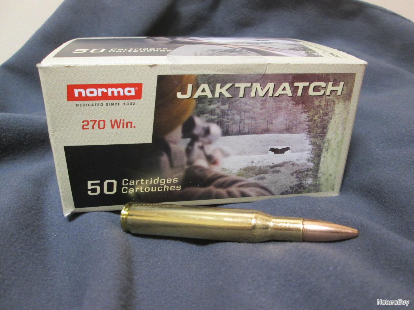 50 cartouches de tir FMJ JAKTMATCH en 270 WIN 130 gn de NORMA - Balles Calibre 270 Winchester ...
